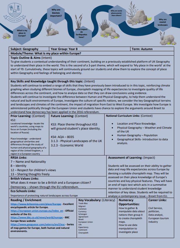 The High School Leckhampton - Geography